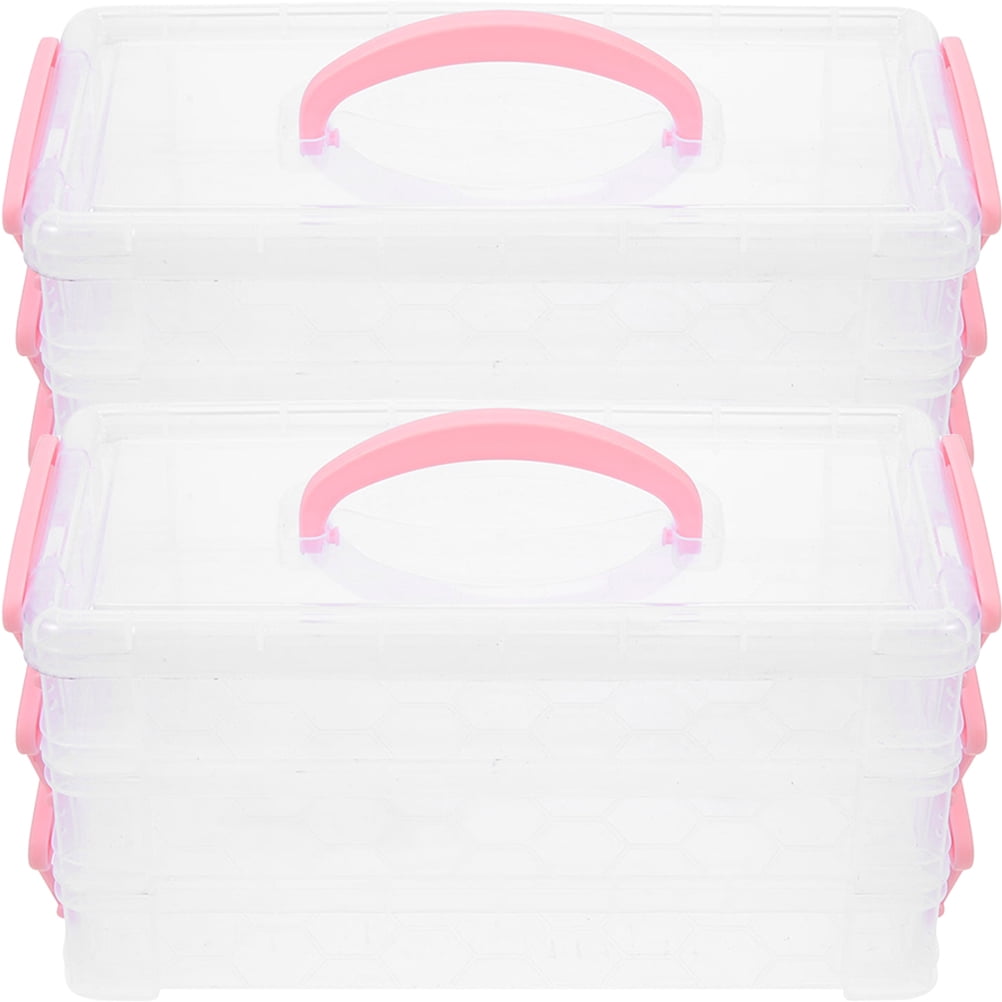 Eease Plastic Pencil Box 2pcs Detachable 3-layer Pen Boxes Stackable ...