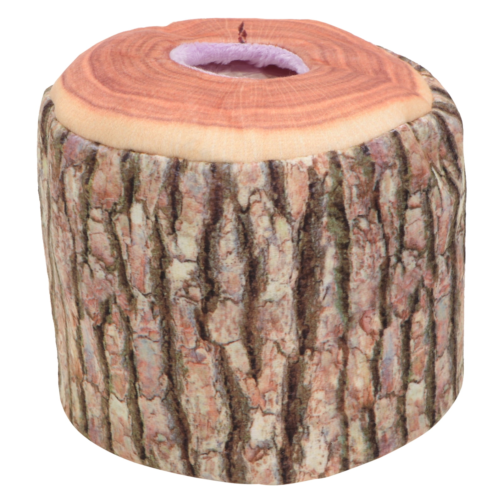 Eease Plush Tissue Box Cover Tree Bark Log Pattern Napkin Roll Holder ...