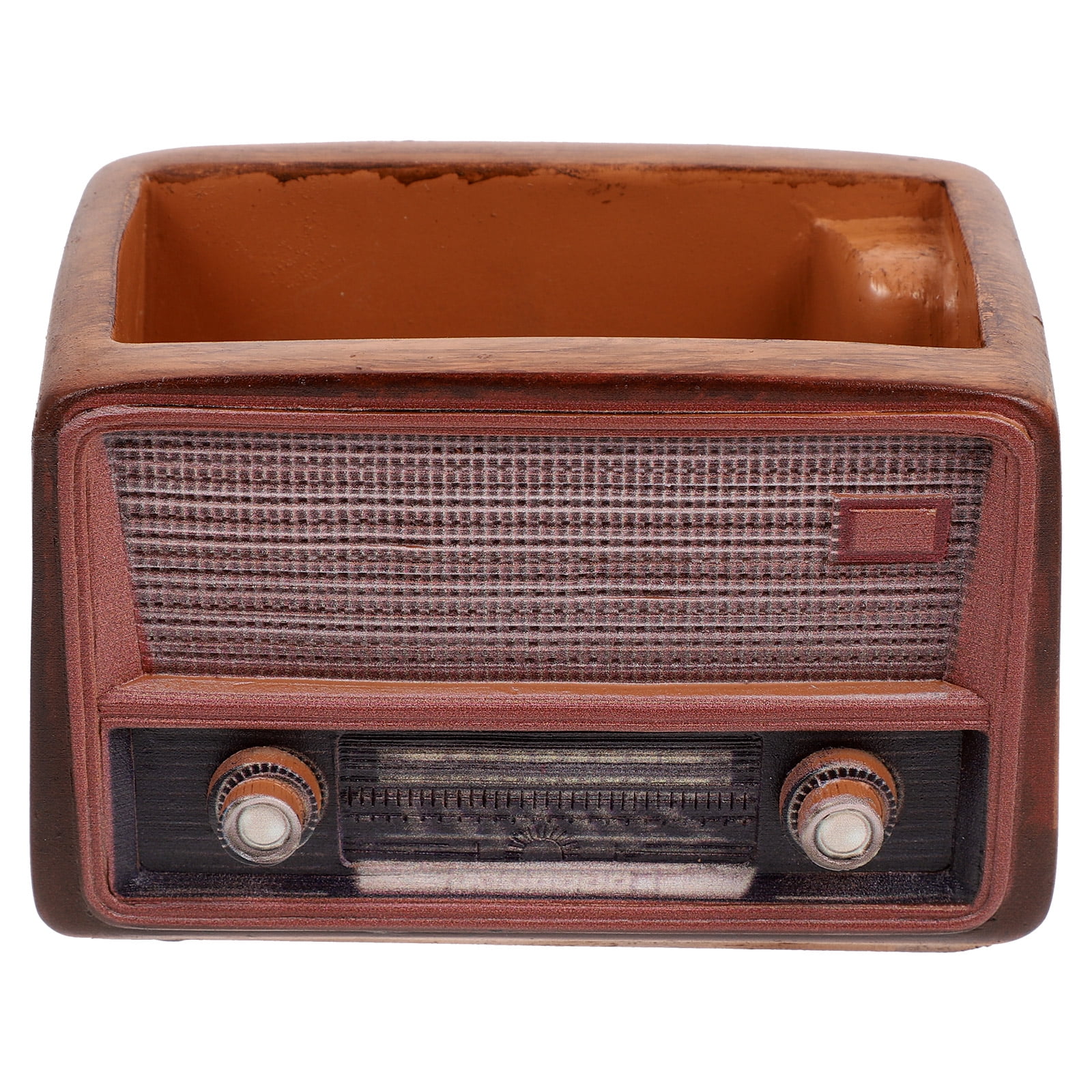 Eease Retro Radio Flower Pot Galvanized Succulent Container (Brown ...