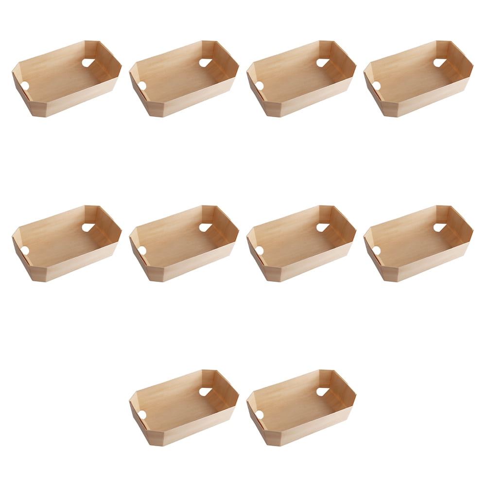 Eease Storage Box 1 Set/ 10Pcs Wooden Serving Tray Bread Trays Basket ...