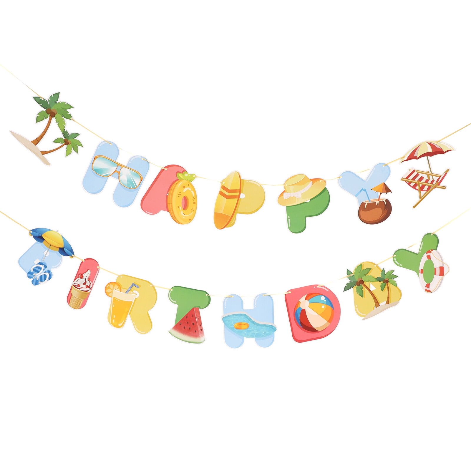 Eease Summer Beach Birthday Banner Set for Kids - Hawaiian Pool Party ...