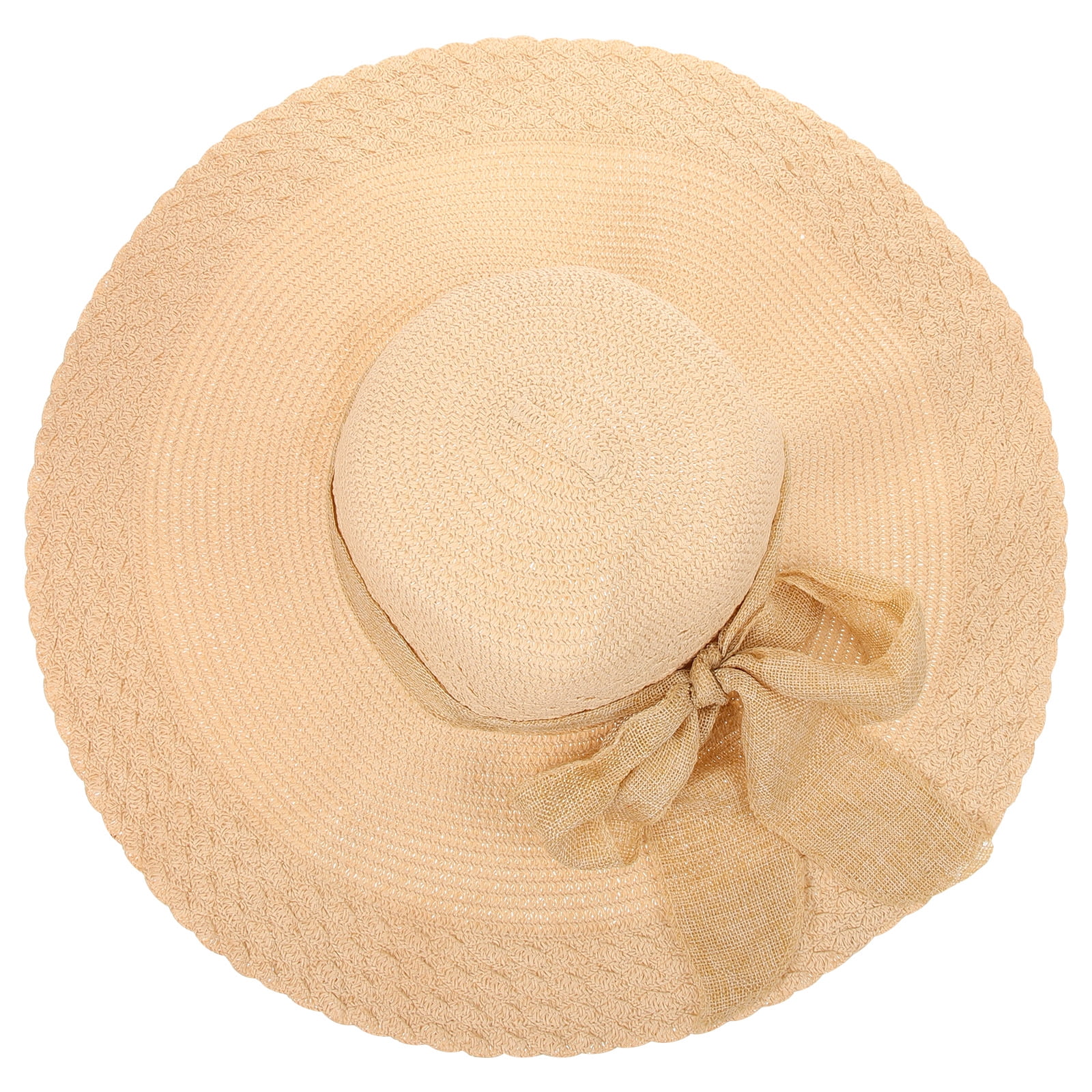 WRITWAA 1Pc Wide Brimmed Summer Hat Beige Straw Sun Block Hat for ...