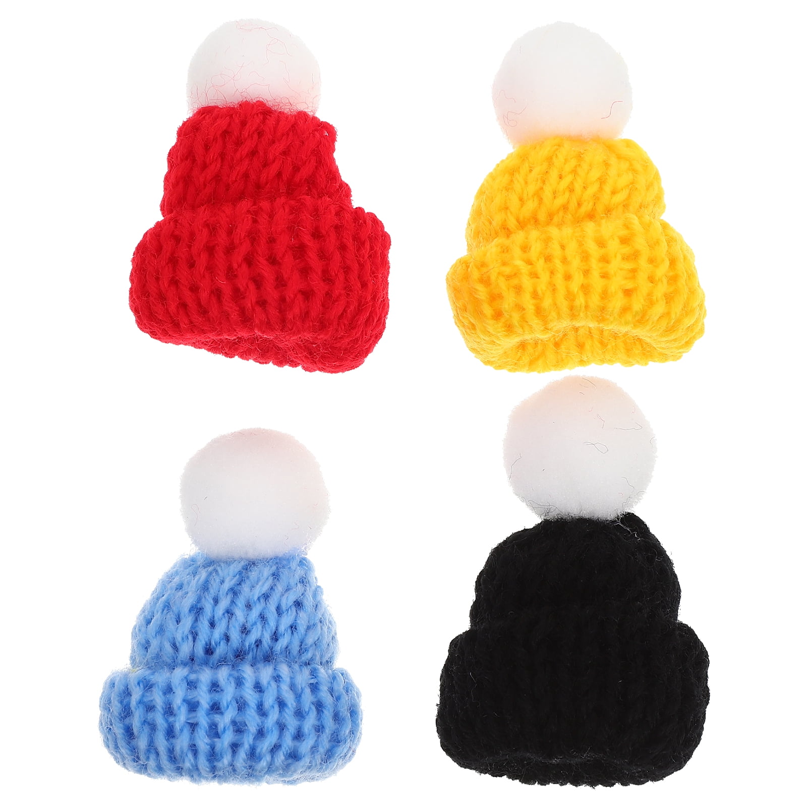 Eease Tiny Hats 4Pcs Knitting Hat Decorations Mini Hat Ornaments Small ...