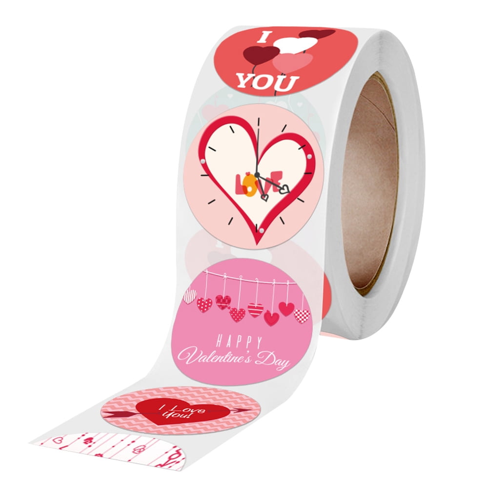 Eease Valentines Day Sticker Love Heart Sticker Labels Round Circle ...