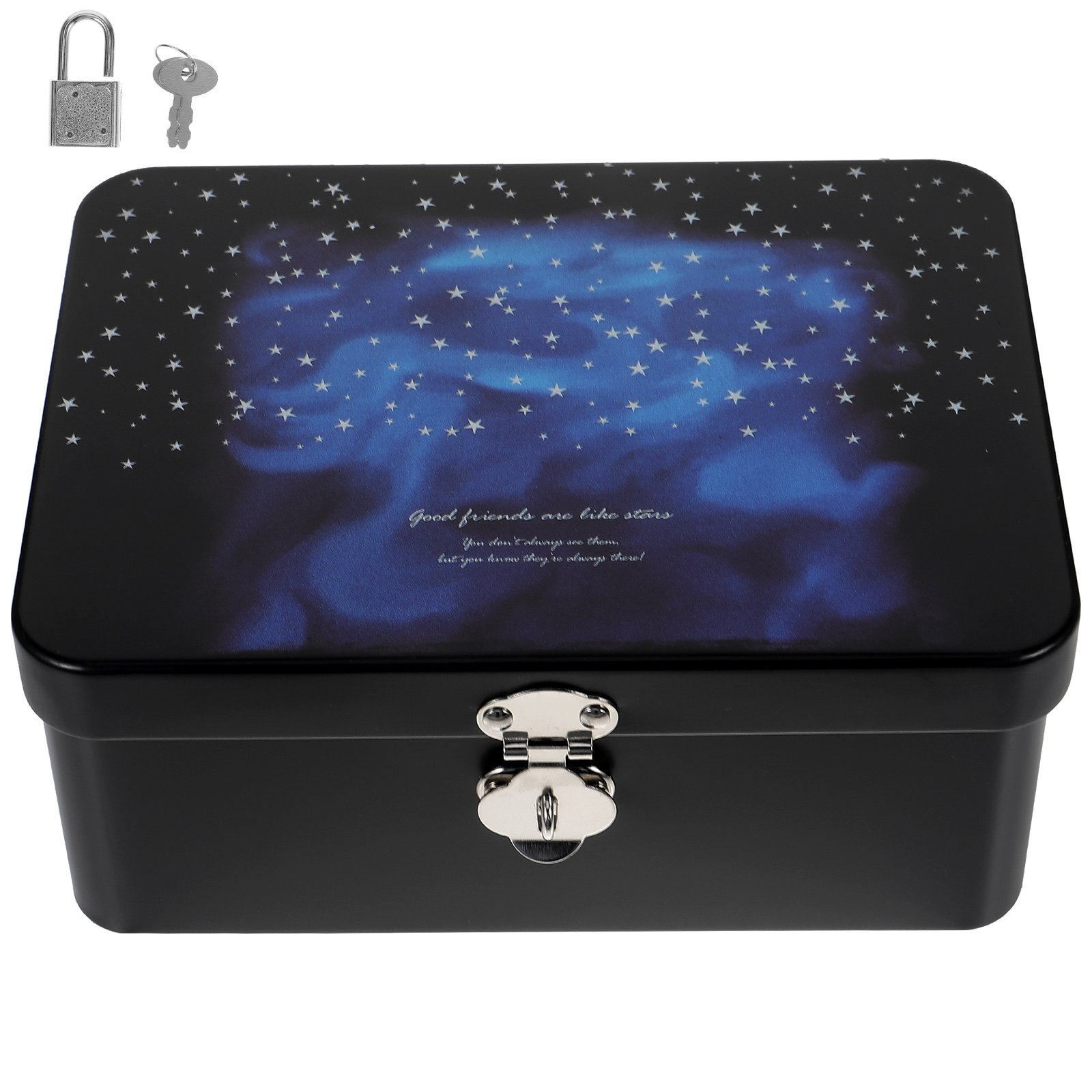 Eease Vintage Metal Jewelry Box Starry Night Trinket Case 17.5x13cm ...