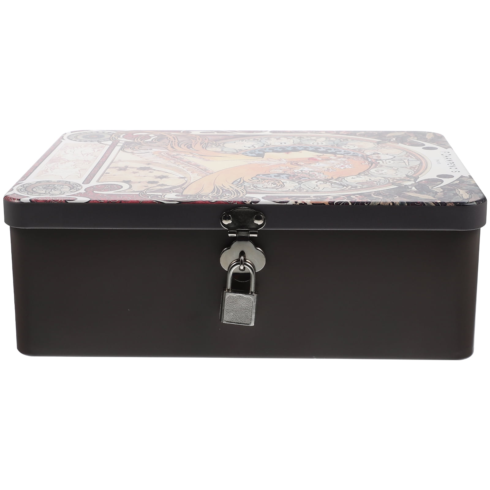 Eease Vintage Metal Tins Box with Lid & Padlock - Style 2 - Walmart.com