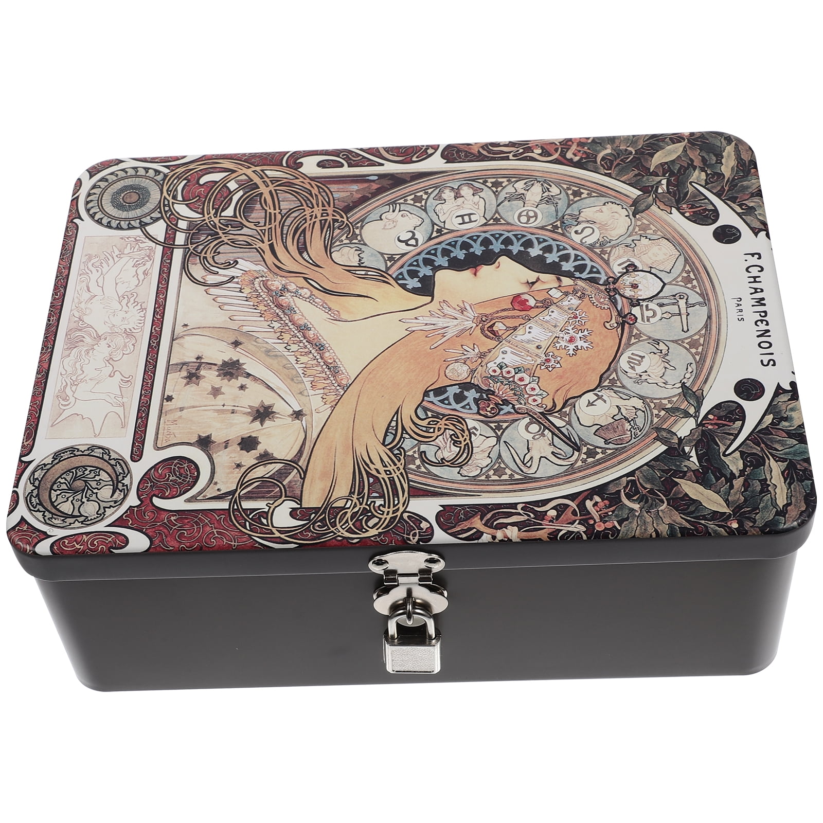 Eease Vintage Metal Tins Box with Lid & Padlock - Style 2 - Walmart.com