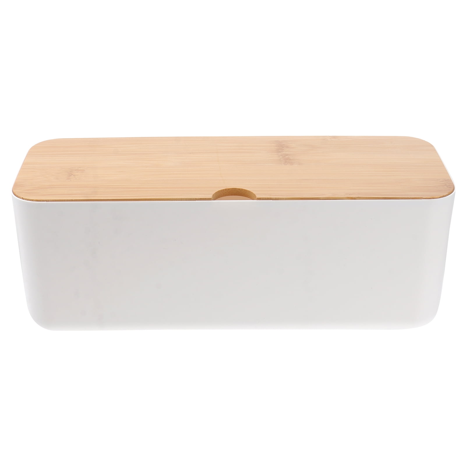 Eease White Desk USB Cable Management Box with Wood Lid for Home Office ...