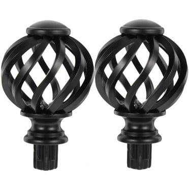 4 Pcs Window Curtain Rod End Caps Iron Curtain Rod Finials with Screw ...