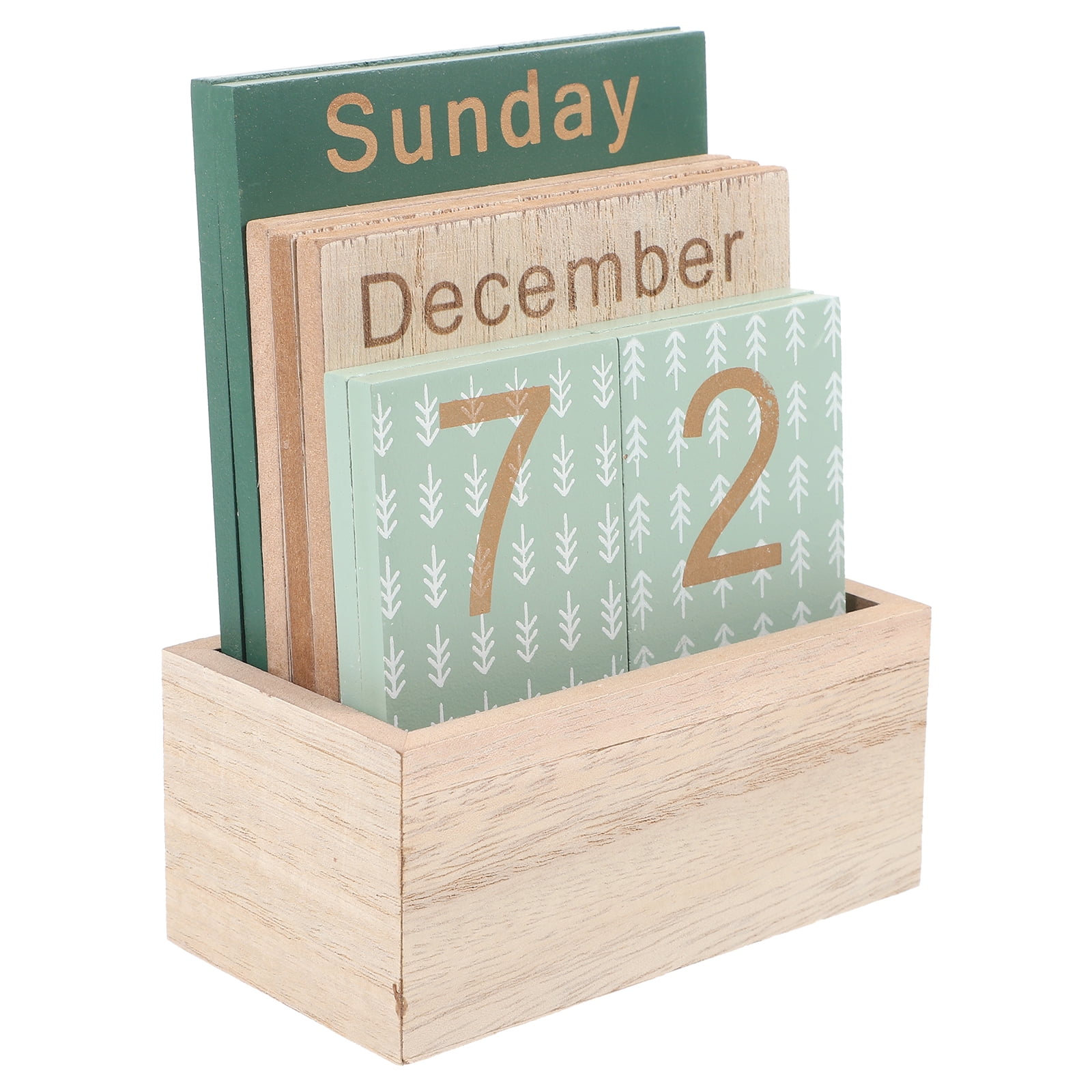 WRITWAA Block Calendar Wood 1Pcs 5.5x4.5x2.5in - Walmart.com