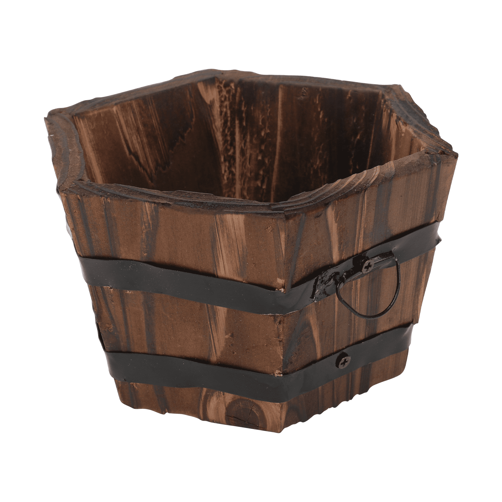 Rustic Wooden Bucket Flower Pot Planter Vintage Style for Indoor and ...