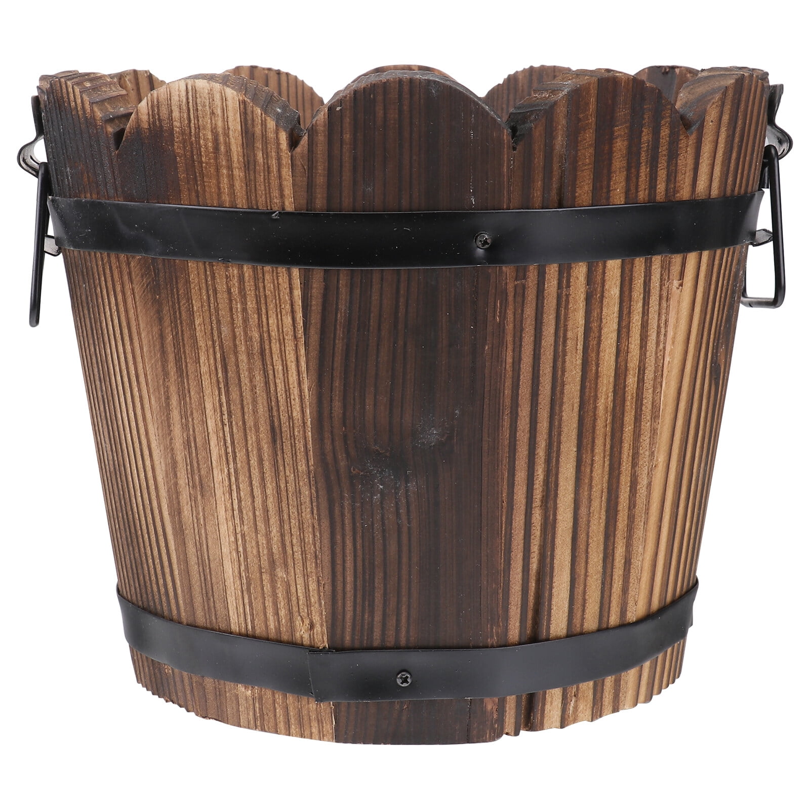 Eease Wooden Bucket Planters Rustic Patio Planters Flower Pots Rustic ...