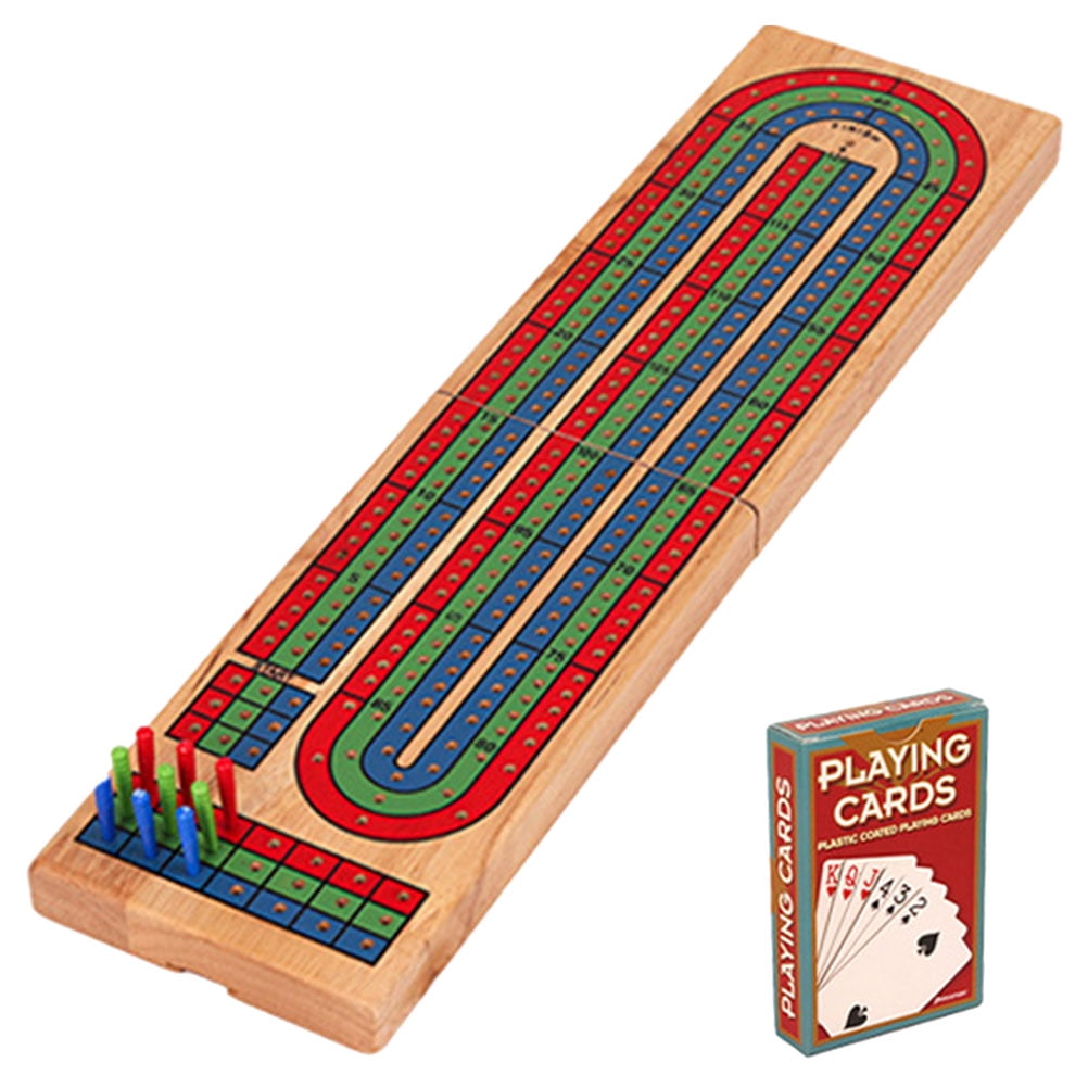 HEMOTON Wooden Cribbage Board Game Set with Solid Wood Construction for ...