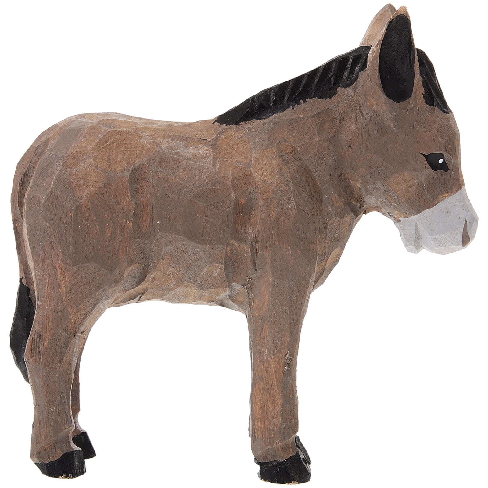 Eease Wooden Donkey Figurine Wood Carved Small Animal Statue Donkey ...
