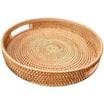 Hand-Woven Rattan Round Serving Tray with Handles, Small Outdoor ...