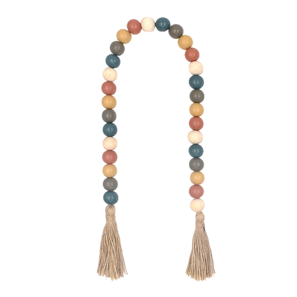 Eease simple decor Wooden Bead Garland with Tassels Farmhouse Rustic ...
