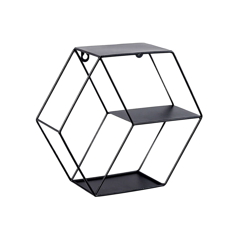 Eease storage rack Hexagon Honeycomb Shelf Metal Wrought Floating Wall ...