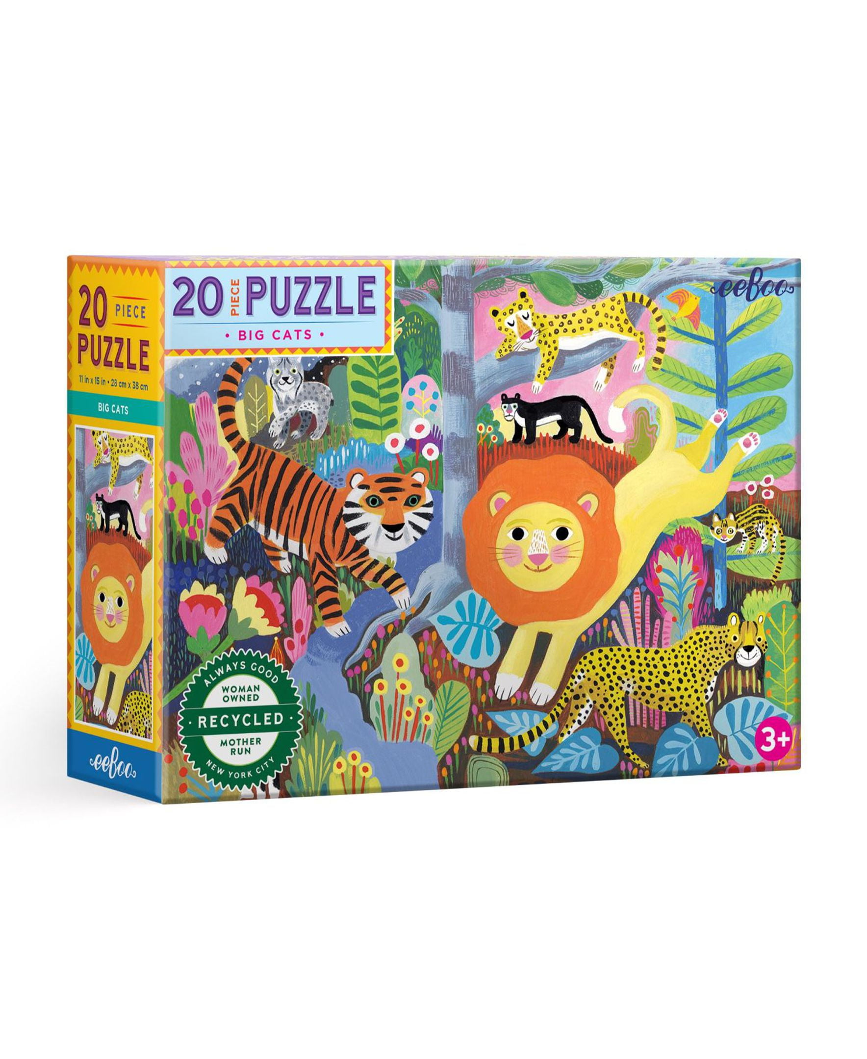 Eeboo Big Cats 20 Piece Jigsaw Puzzle Size 11"x15" - Walmart.com