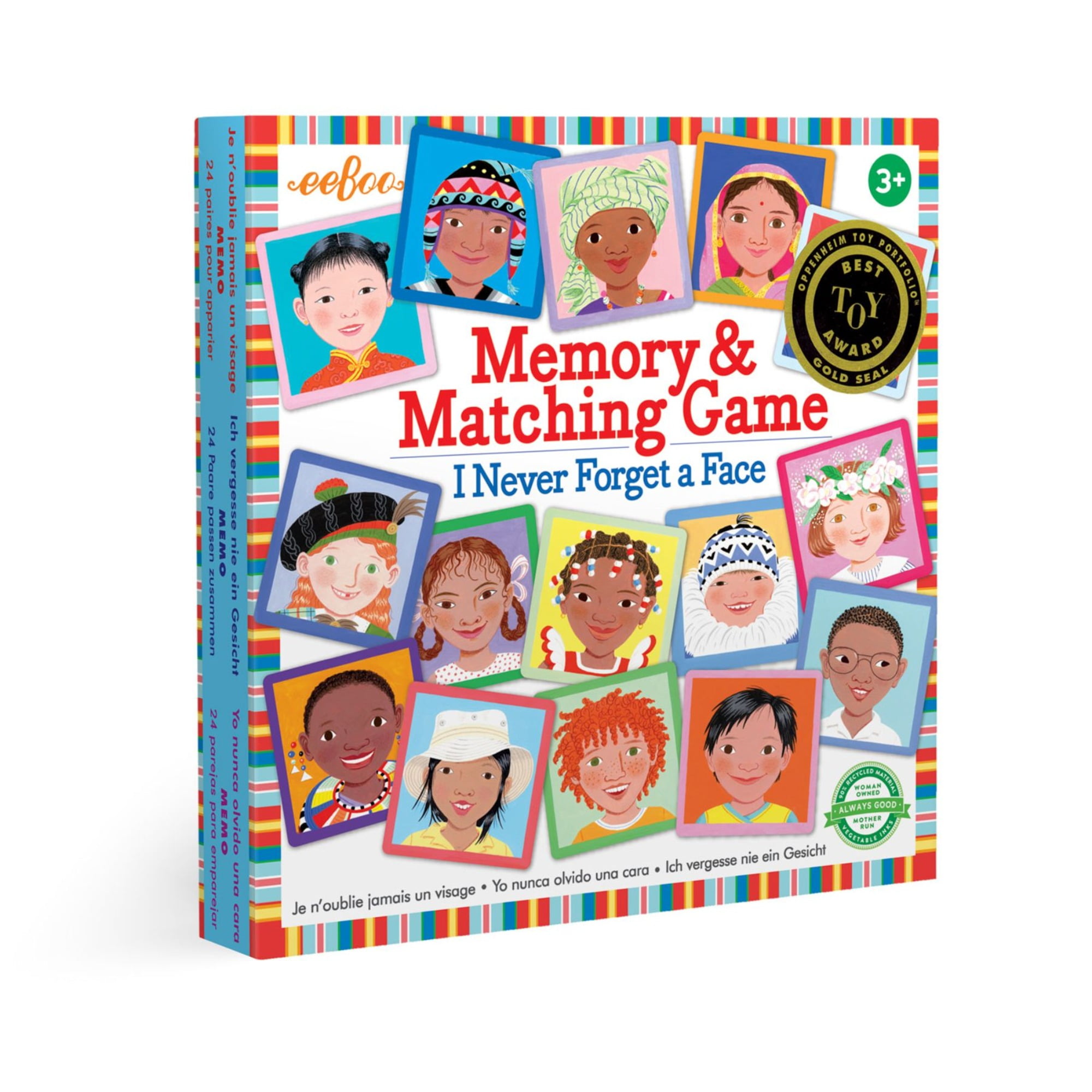 Eeboo I Never Forget a Face Matching & Memory Game, Ages 3+, 24 Pairs ...
