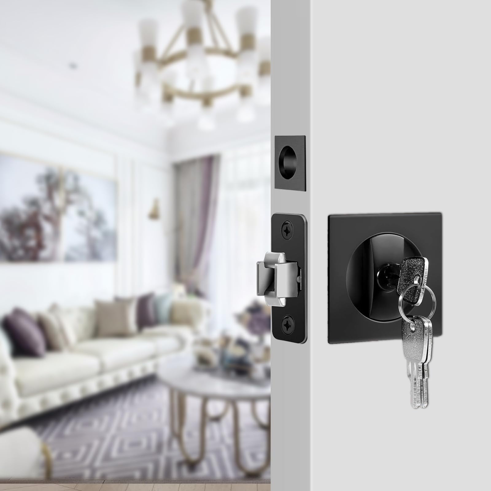 Eegoowa Pocket Door Lock, Pocket Door Lock with Key, Pocket Door ...