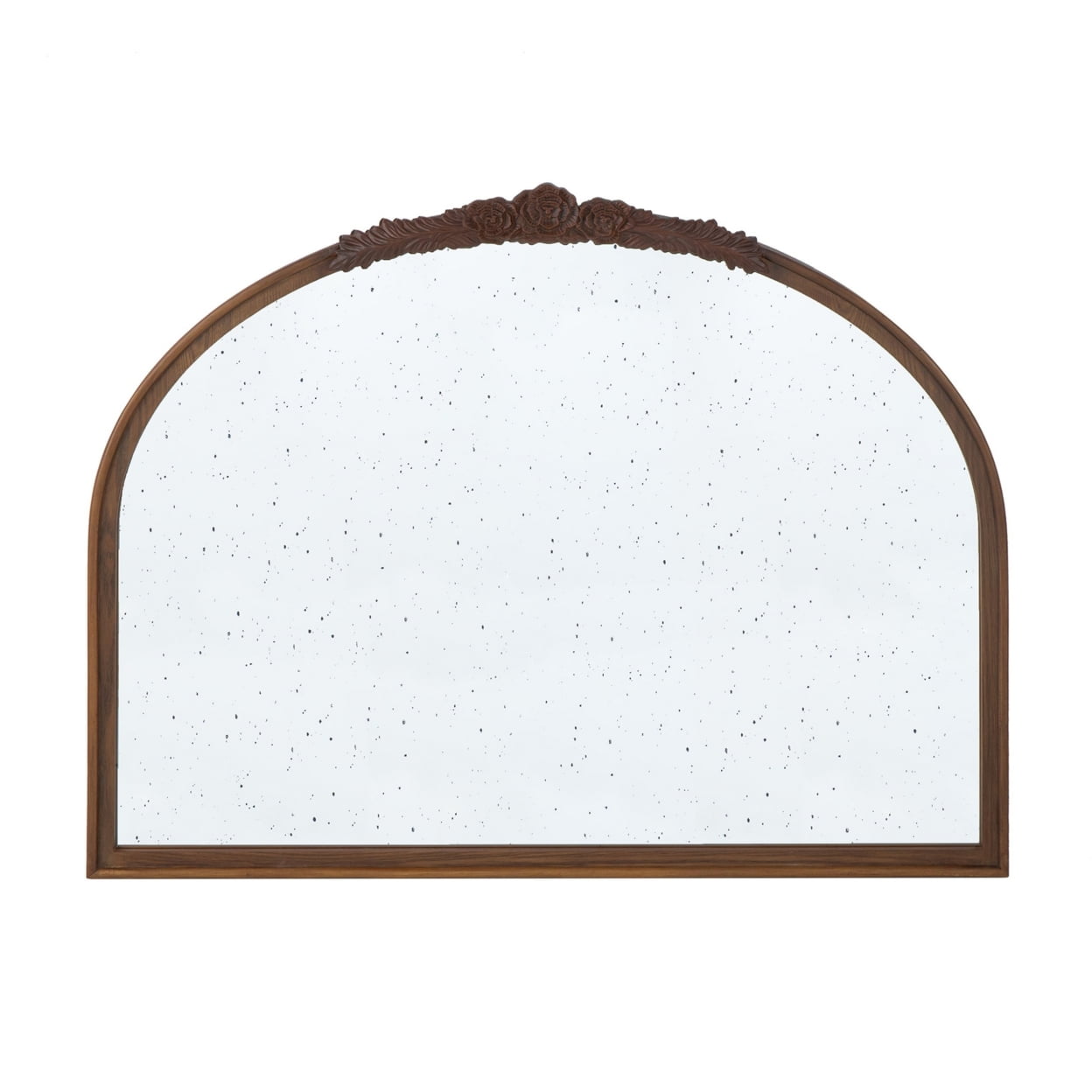 Eel 40 Inch Wall Mirror, Espresso Brown Arched Wood Frame, Hand Carved ...