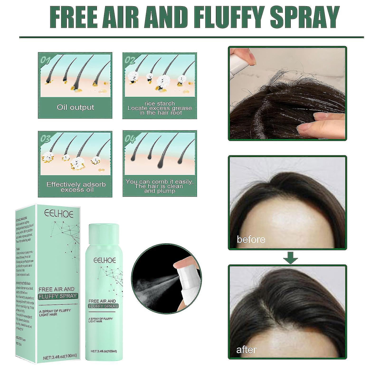 Eelhoe Fluffy And Refreshing Wash-free Oil-free Bangs Lazy Wash-free ...