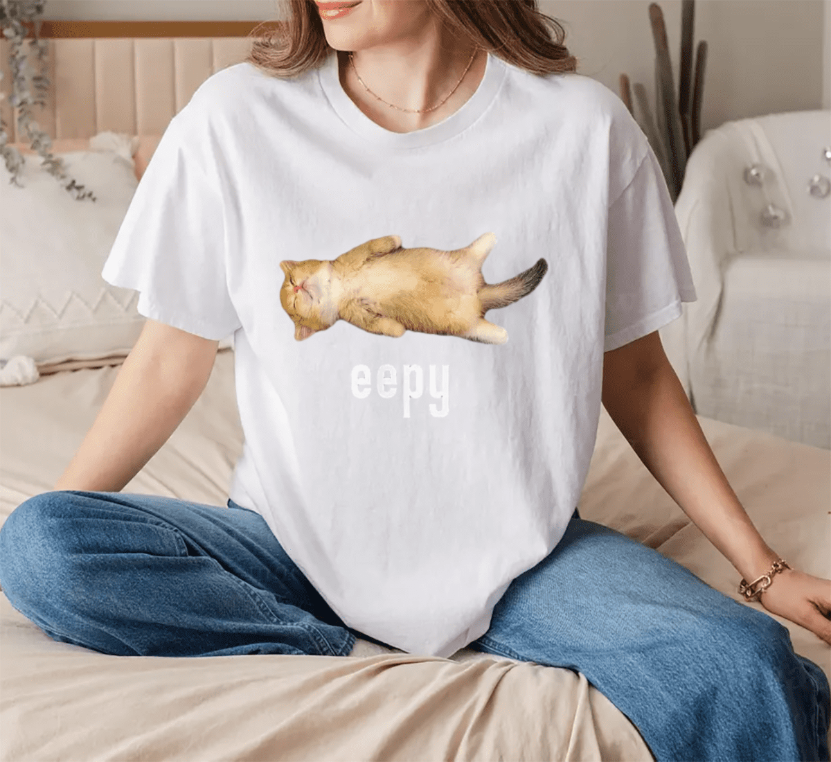 Eepy Cat Silly Sleepy Cat Meme Funny Pet Animal Humor Unisex T-Shirt, up to Size 5XL - Walmart.com