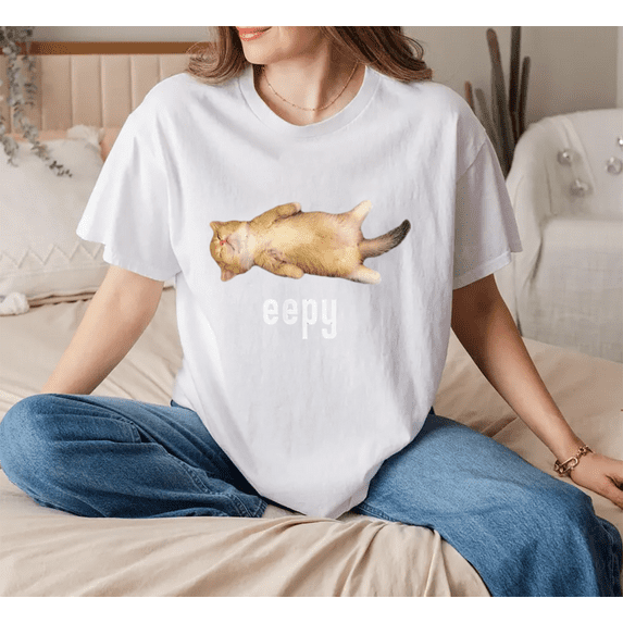 Eepy Cat Silly Sleepy Cat Meme Funny Pet Animal Humor Unisex T-Shirt ...