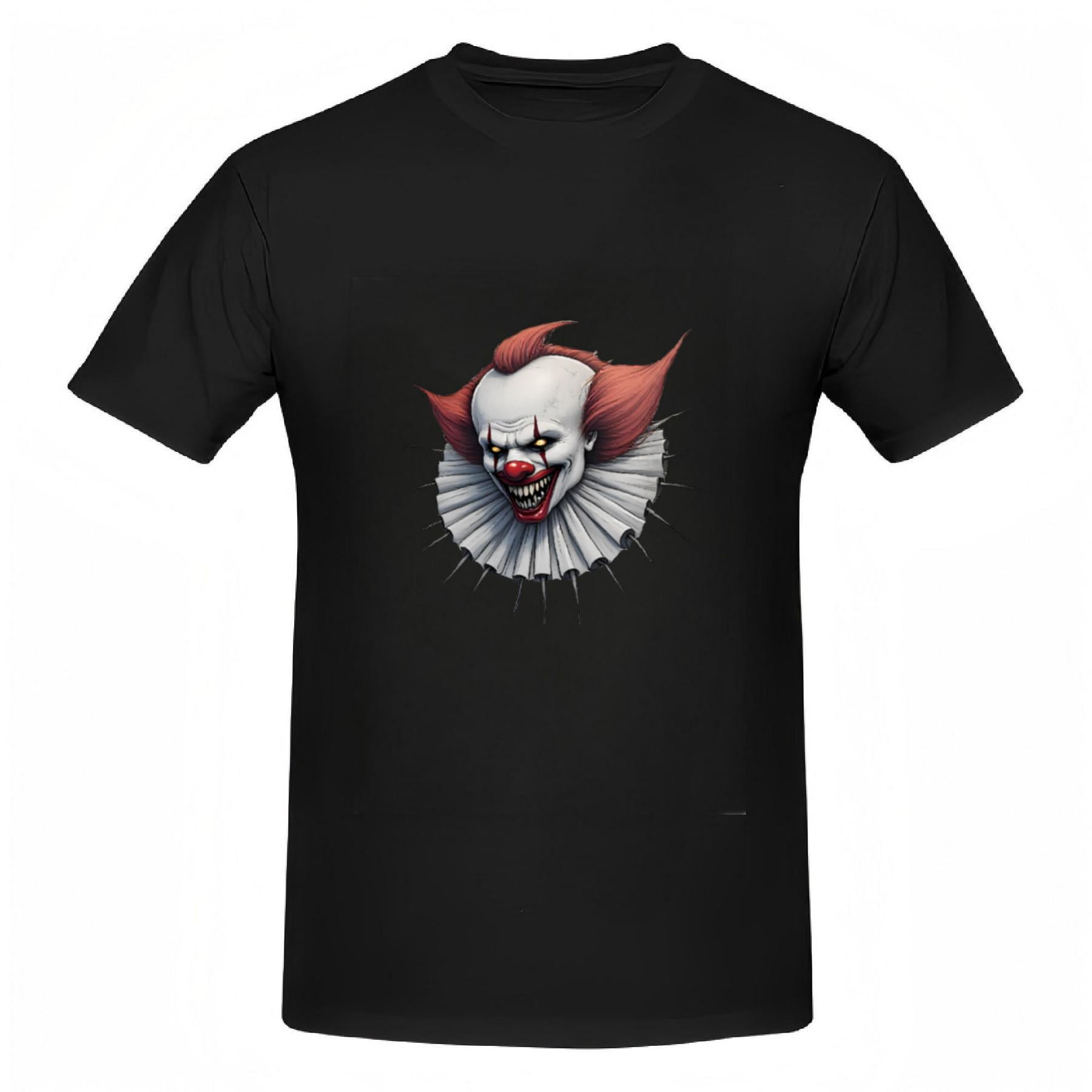 Eerie Clown Graphic Cotton Short Sleeve T-Shirt for Women - Spooky Pale ...