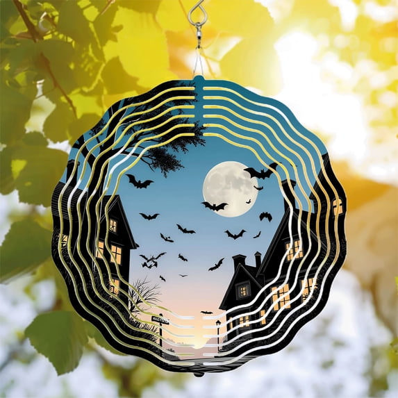 Eerie Halloween Metal Hanging Wind Spinners - Concentric Circular ...
