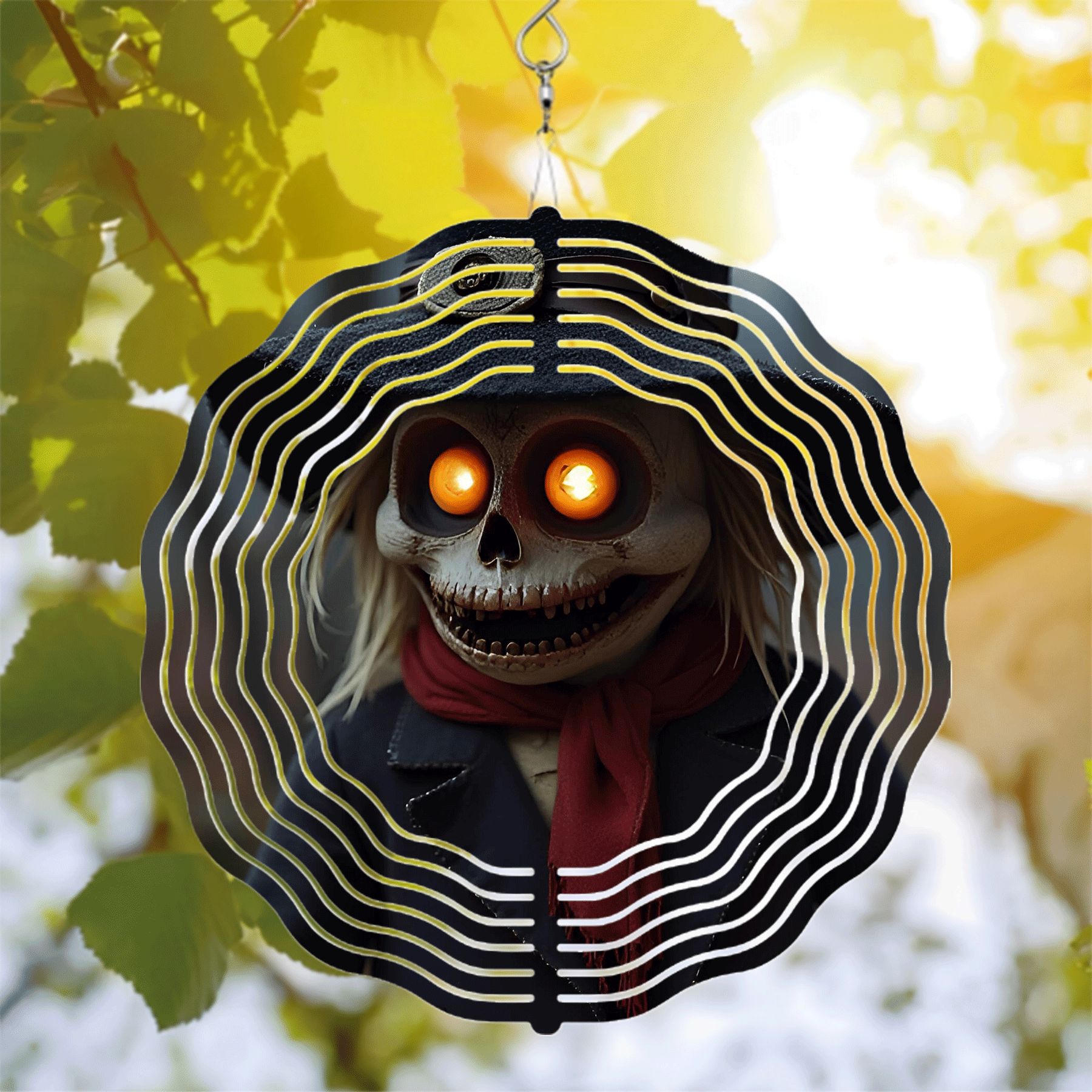 Eerie Metal Hanging Wind Spinners with Concentric Black & White ...