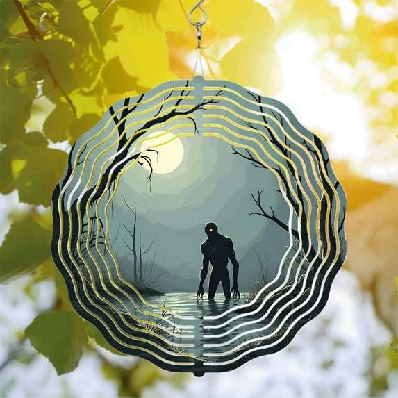 Eerie Metal Hanging Wind Spinners with Concentric Circular Patterns ...