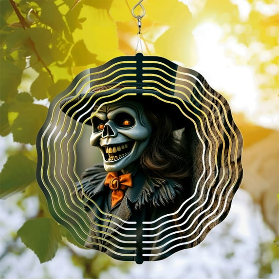 Eerie Skeleton Metal Hanging Wind Spinner - Victorian Style with ...
