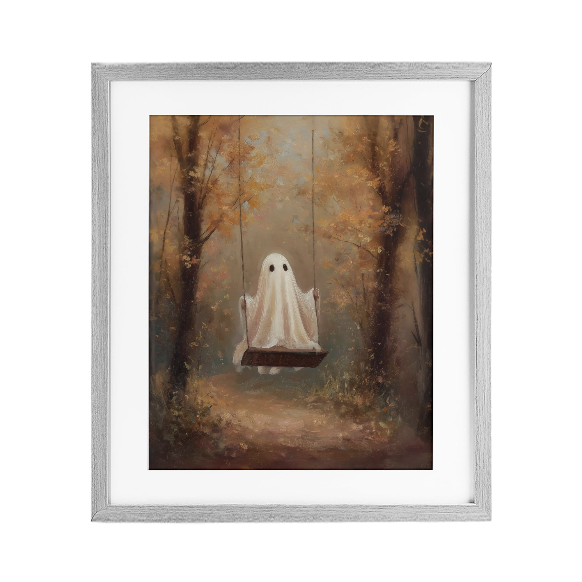 Eerie Swinging Ghost Gray Framed Print Under Glass, design by Arlington ...