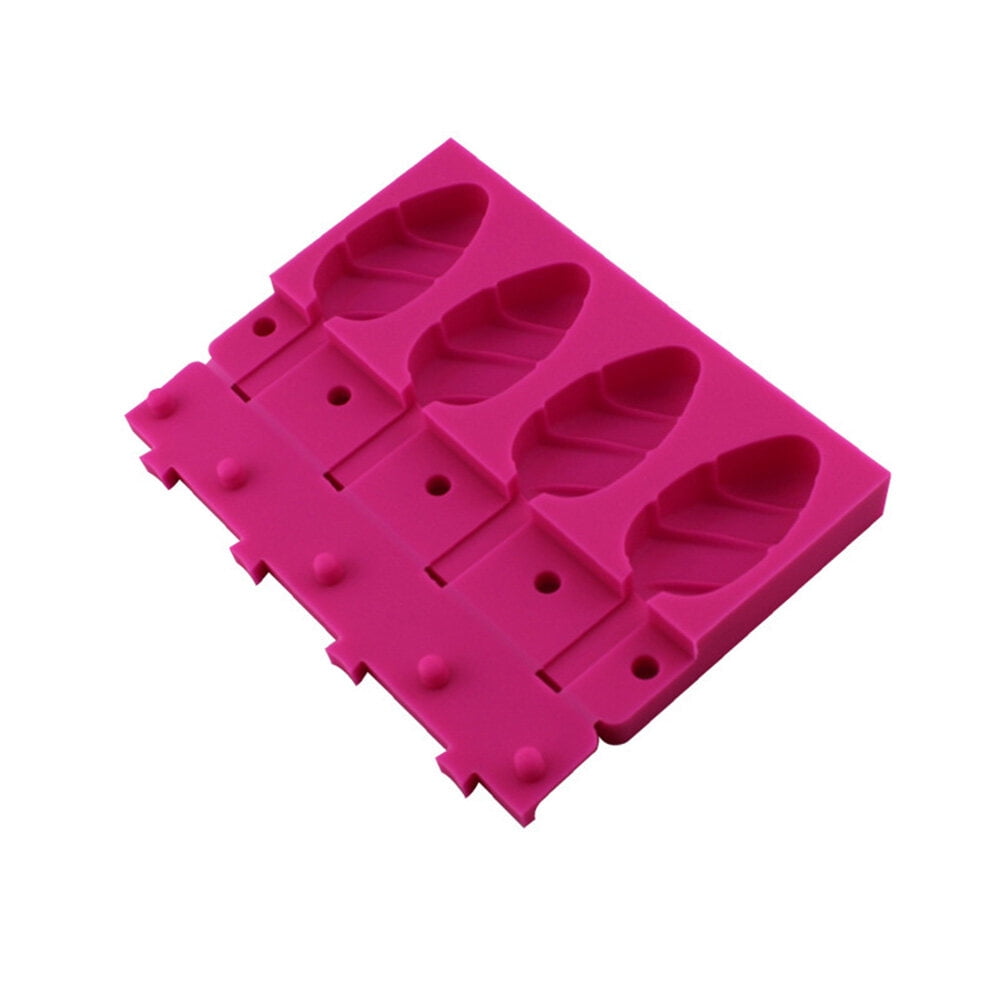 Eeristq 4 Grids Leaf Shape Ice Cream Mould Silicone Popsicle Mold Ice ...
