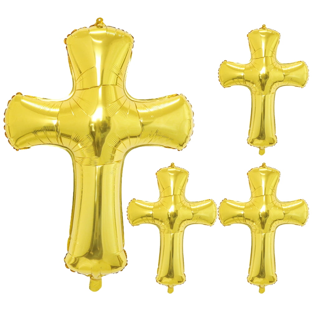 Toddmomy Cross Shaped Balloon 4Pcs 30.7X24.0X0.4In Golden Aluminum Foil ...