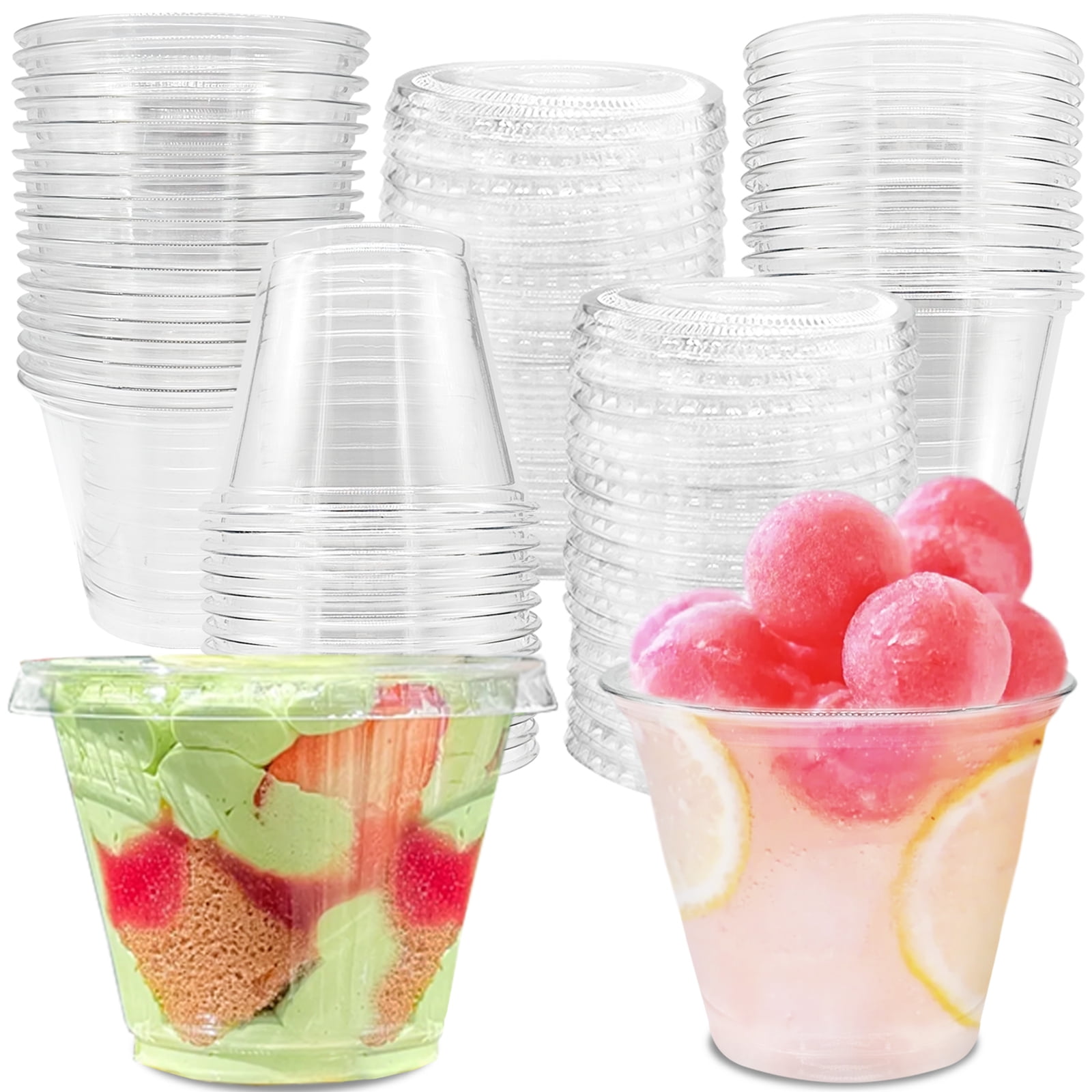 Eerrhhaq 50 Pcs 9 oz Clear Disposable Cups, Reusable Bowls with Lids ...