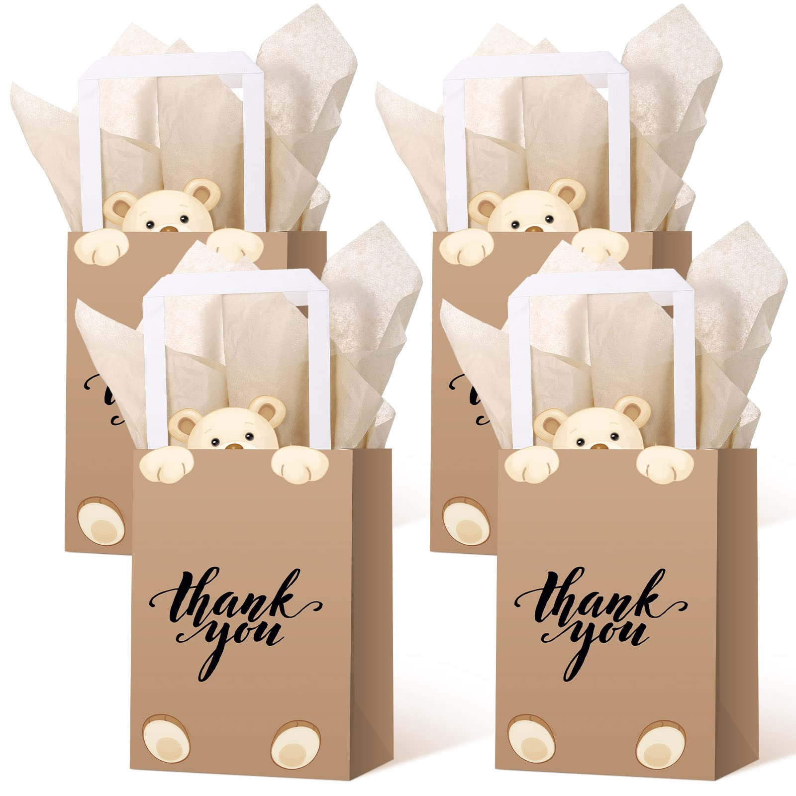 Eersida 16 Pcs Teddy Bear Gift Bags Baby Shower Bear Birthday ...