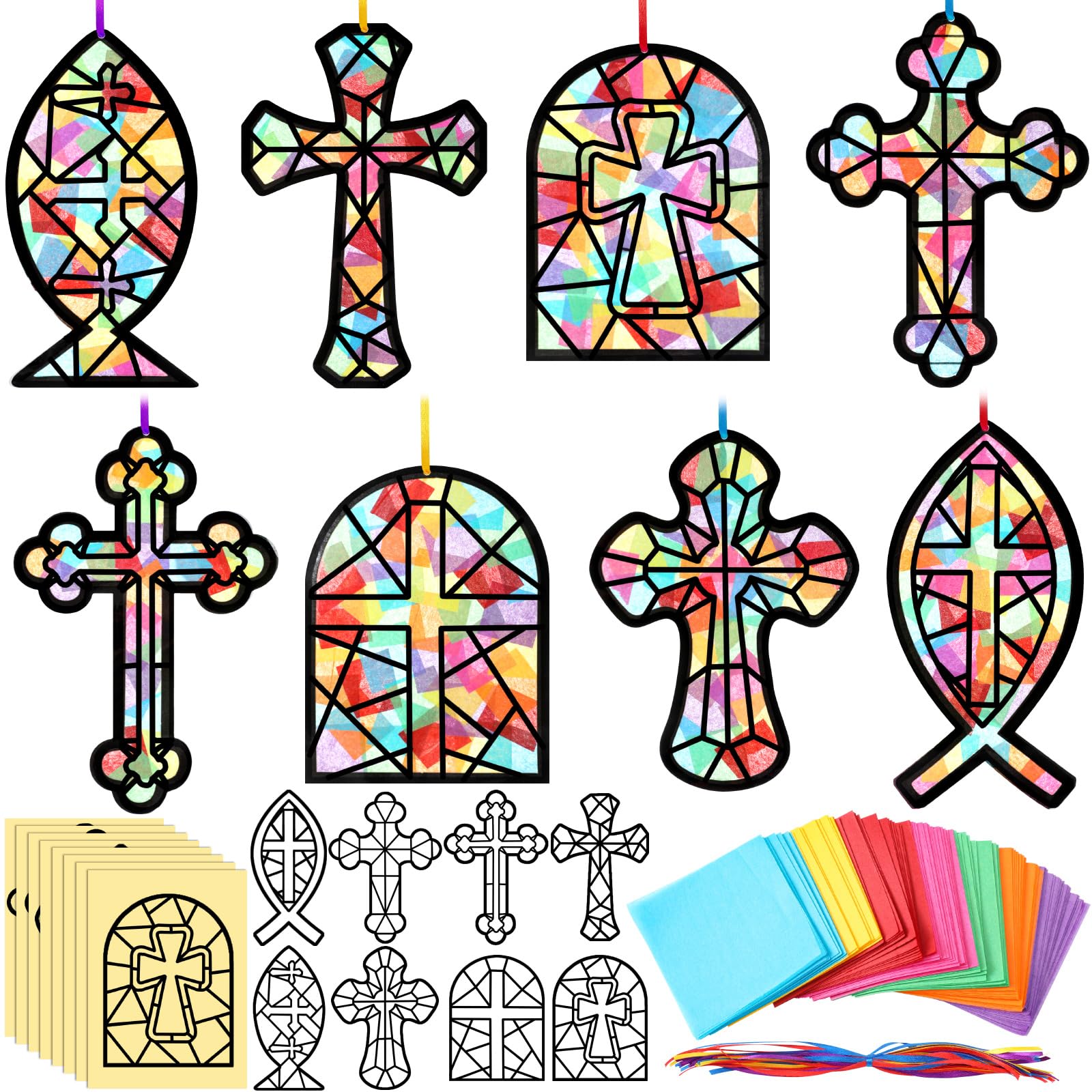 Eersida 32 Pcs VBS SSF20 Cross Suncatchers Paper Craft Set Sunday ...