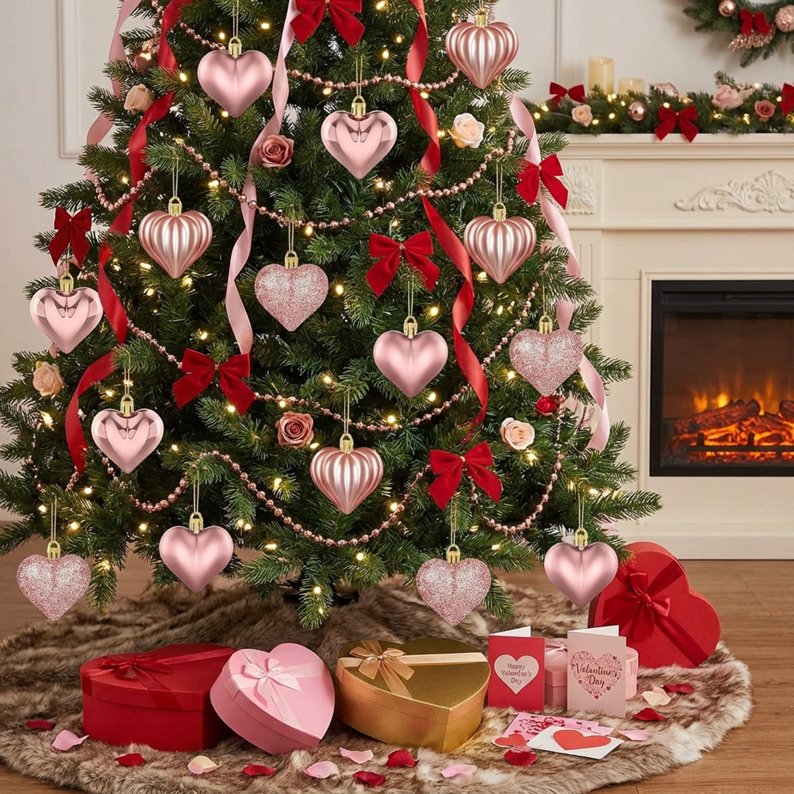 Eespoir 12Pcs Valentines's Day Heart Ornaments, Romantic Heart Hanging ...
