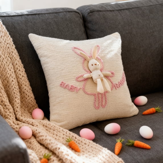 Eespoir 18"x18" Easter Bunny Egg-Print Pillowcase, Decorative Cushion ...