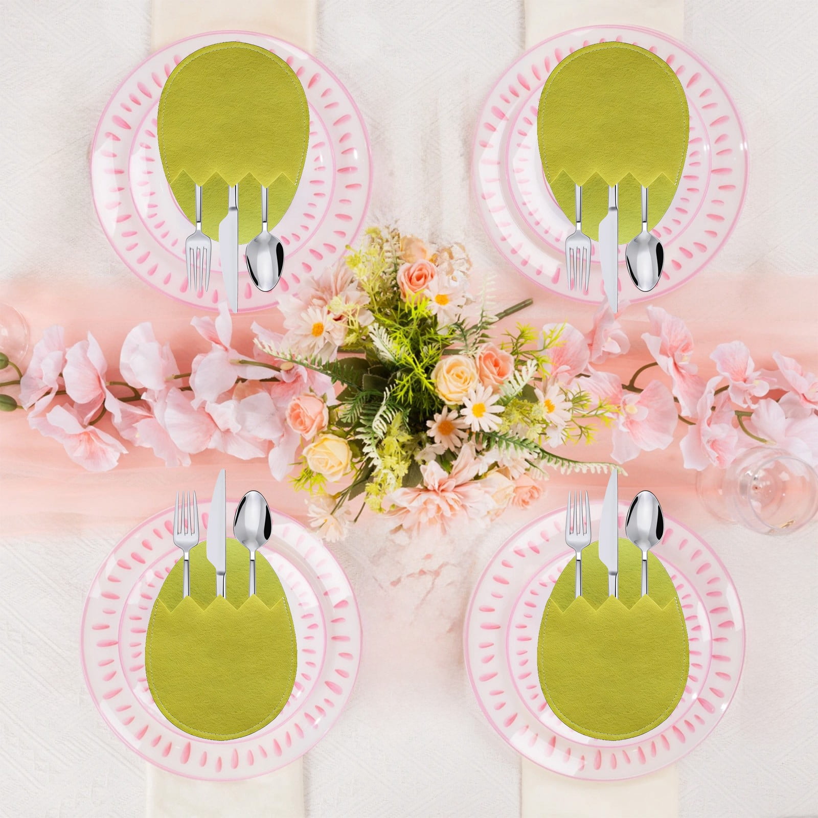 Eespoir 4PCS Easter Eggs Silverware Pocket, Cutlery Pouch Festive Table ...