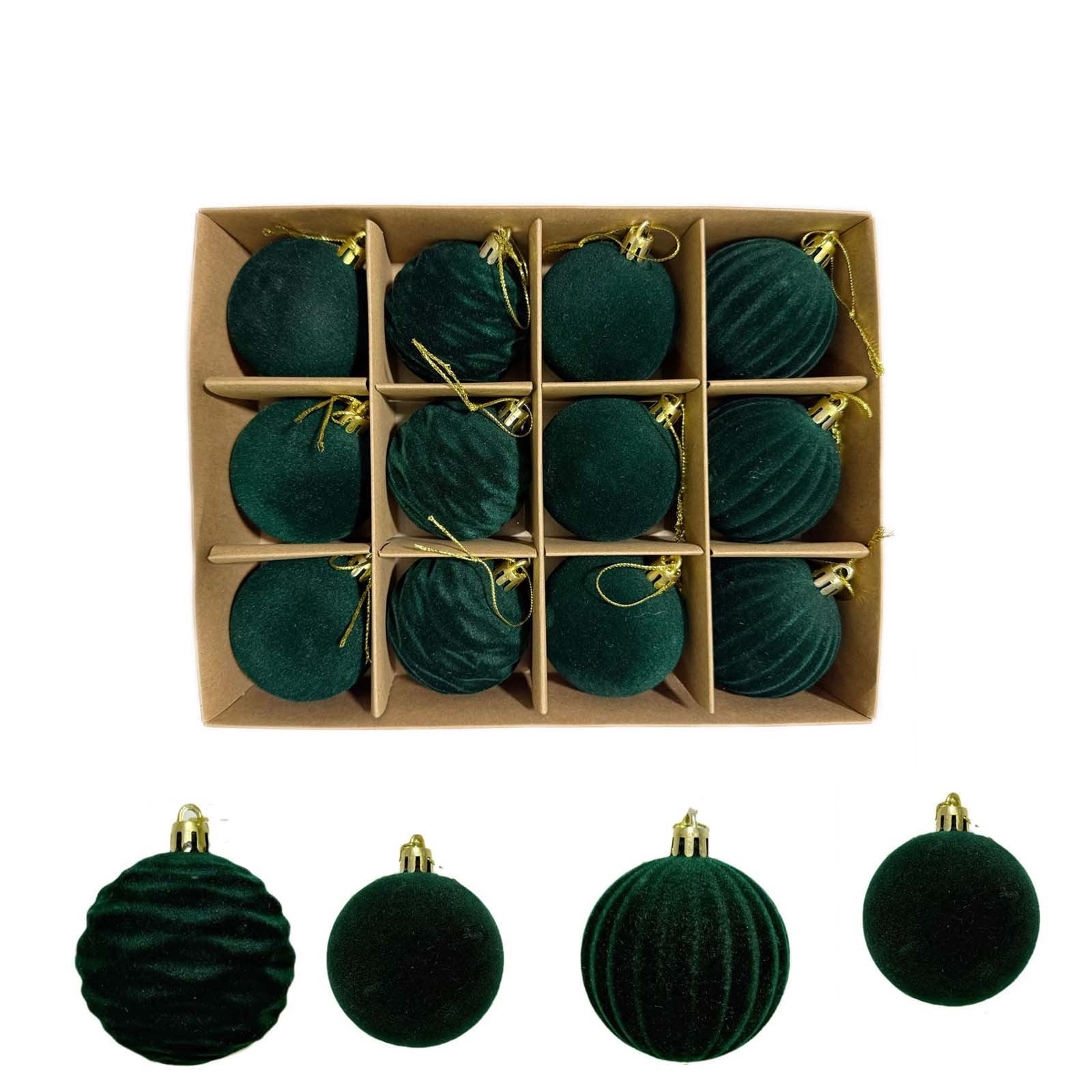 Eespoir 6cm Flocking Christmas Ball, Dark Velvet Christmas Ornament ...