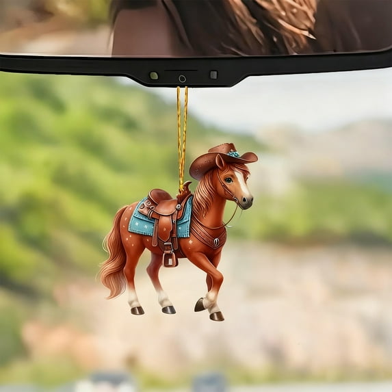 Eespoir Acrylic Flat Car Pendant Car Interior Accessories, Horse Car ...