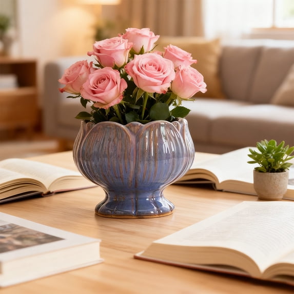 Eespoir Artistics Ceramic Flower Pot, Gradient Petal Colored ...