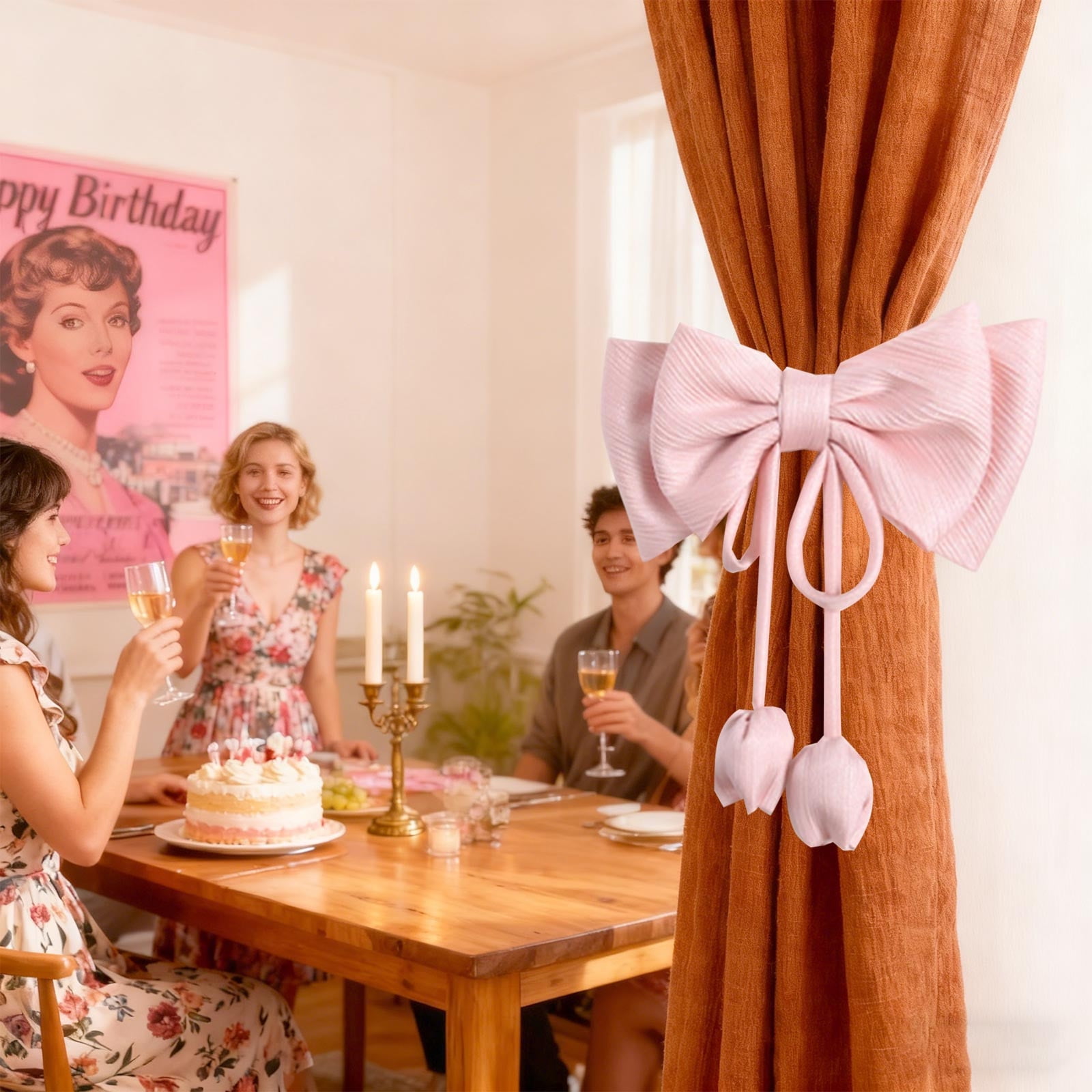 Eespoir Bow Curtain Buckle, Home Holiday Pendant for Valentine's Day ...