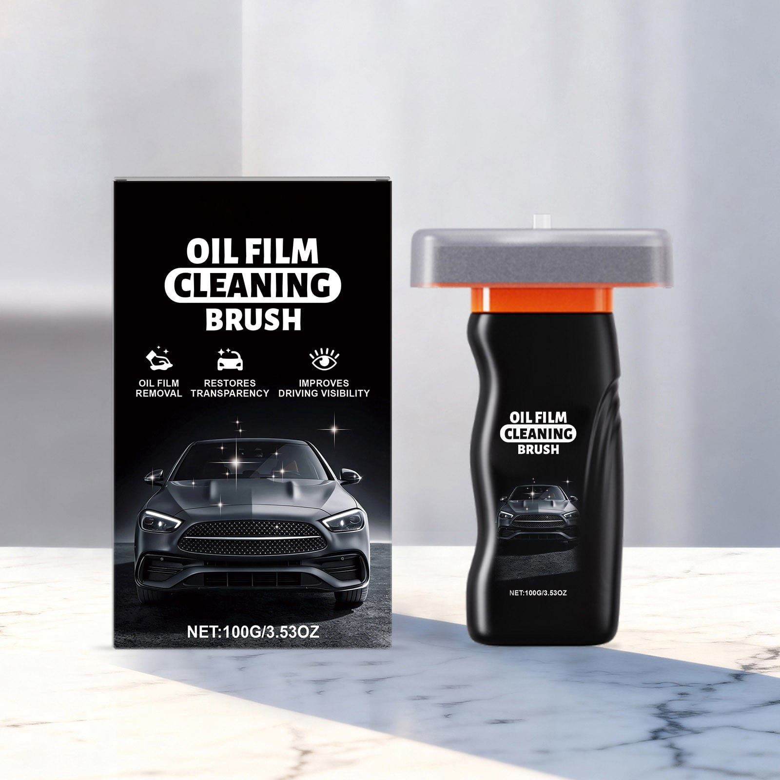 Eespoir Car Oil Film Cleaner, Automotive Oil Film Cleaning Brush, Glass ...