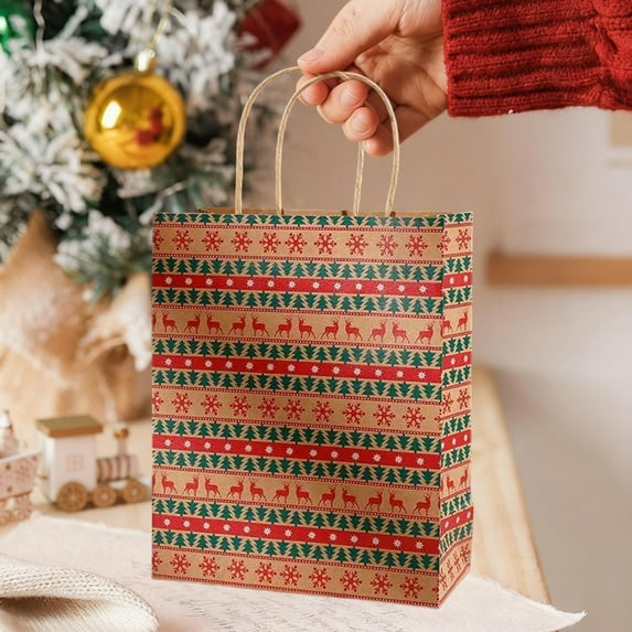 Eespoir Christmas Gift Bags Elegant Kraft, Paper Gift Bags, Carry Bags ...