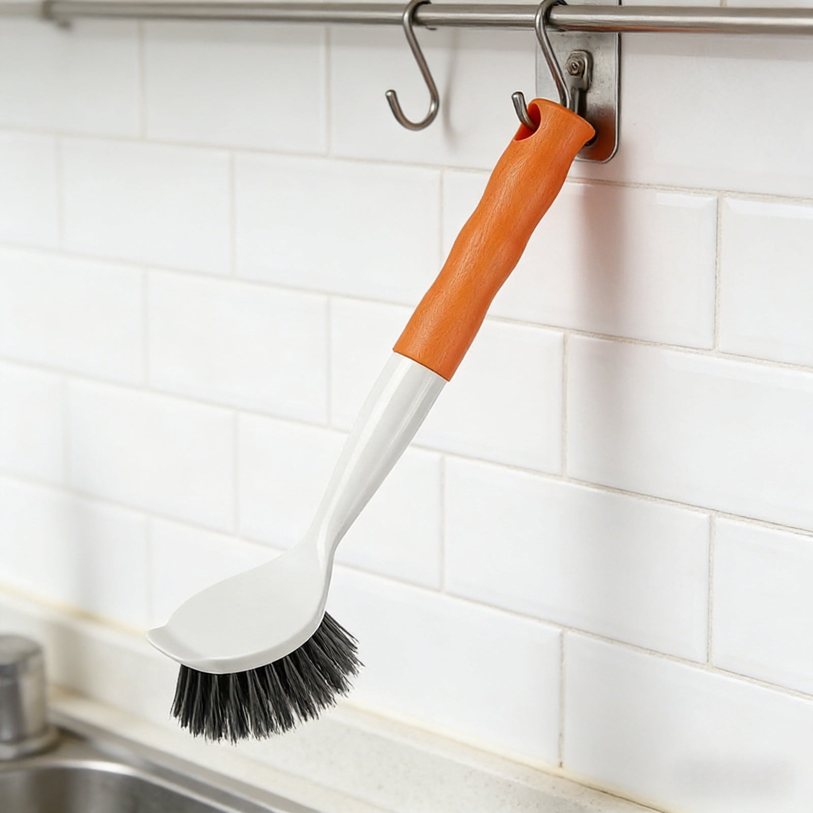 Eespoir Circular Sink Brush, Black Touch Handle Kitchen Brush ...
