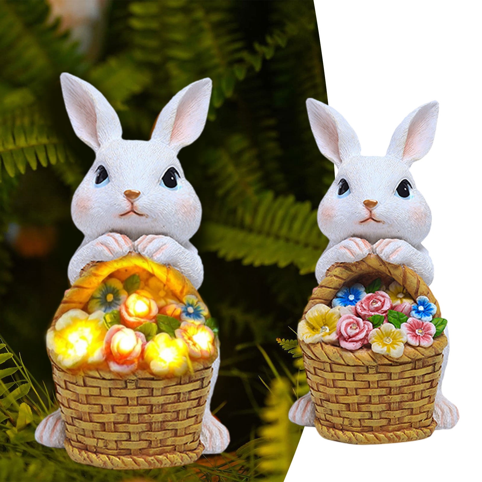 Eespoir Creatives Simulation Solar Bunny Carrying Basket, Solar Powered ...
